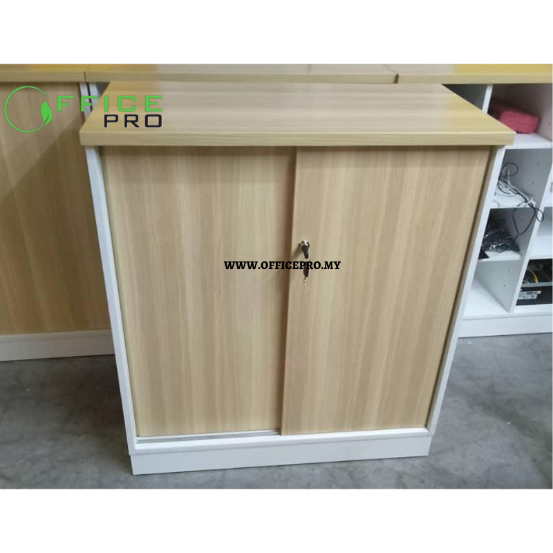 Sliding Door Storage Low Cabinet | 木制推拉门式柜子 Wooden Office Cabinet ...
