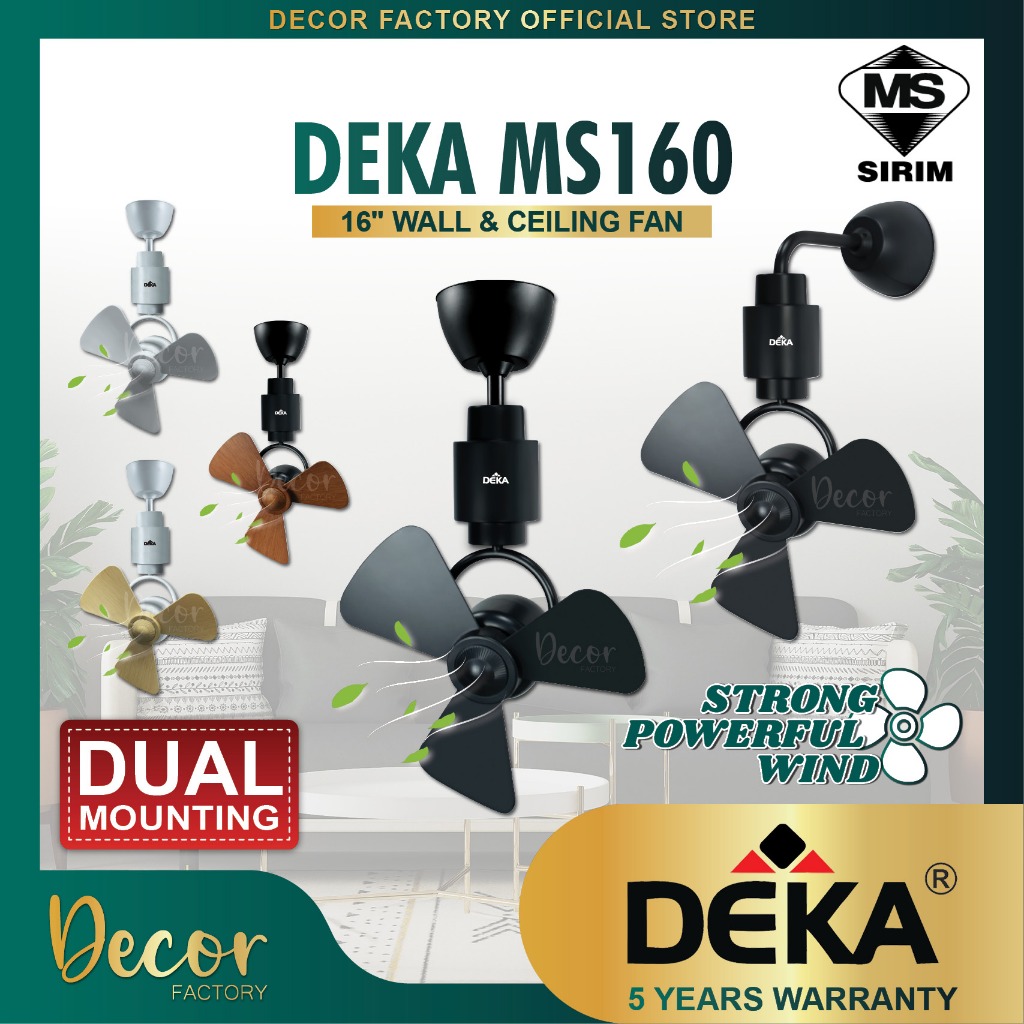 DEKA Fan DEKA MS160 16 Inch Wall & Ceiling Fan 3 Blades 12 Speed DC ...