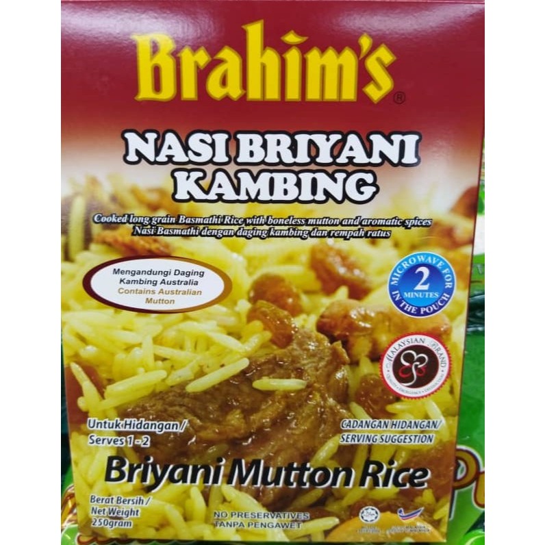 Brahim's Nasi Briyani Kambing/Briyani Mutton Rice 250g - 1 pack ...