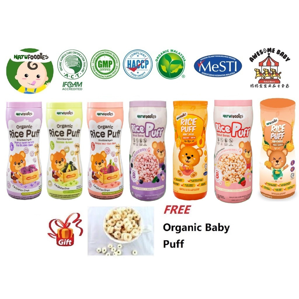 Natufoodies Rice Puff Baby Puff Biscuit FREE Baby Food | Shopee Malaysia