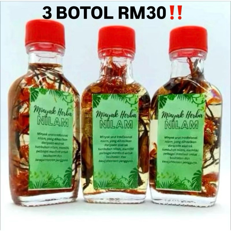 3 Botol Rm30 Minyak Herba Nilam 30ml Original Hq New Look Minyak