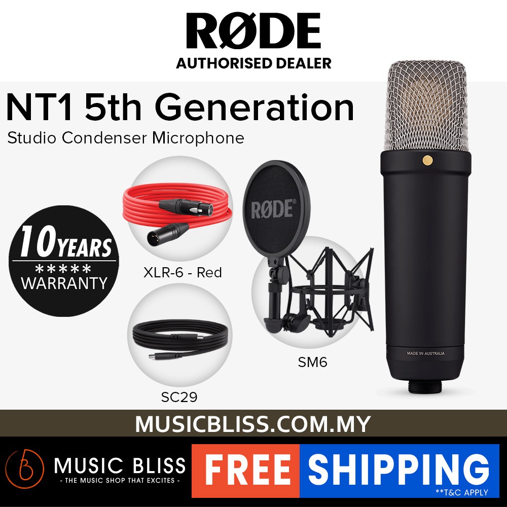 Rode NT1 5th Generation Condenser Microphone with SM6 Shockmount and ...
