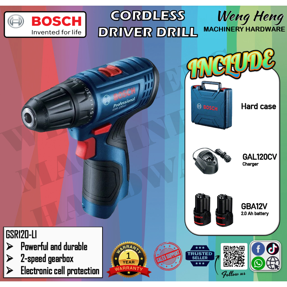 Bosch 12V GSR120-Li Gen2 Brushless Cordless Driver Drill - Professional ...