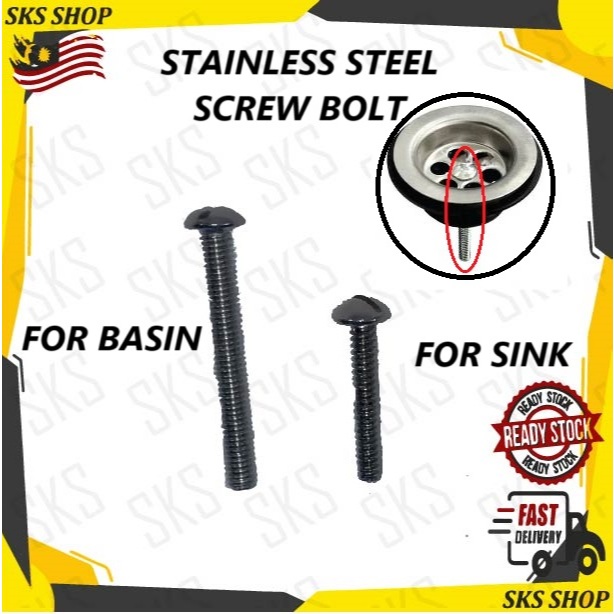 (ANTI RUST SCREW ONLY) 1/4" STAINLESS STEEL SCREW BOLT FOR WASH BASIN ...
