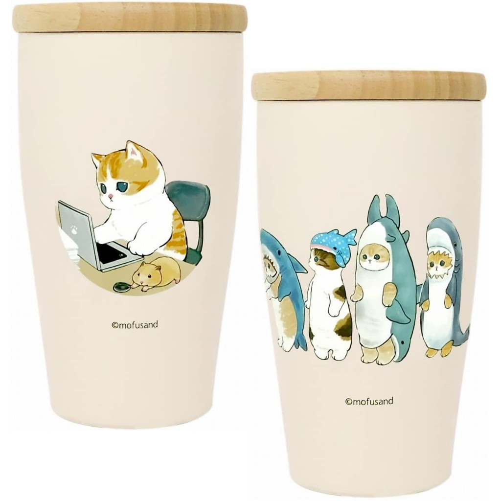 Toa Mofusand Wooden Lid Stainless Steel Tumbler 350ml Japan tableware | Shopee Malaysia