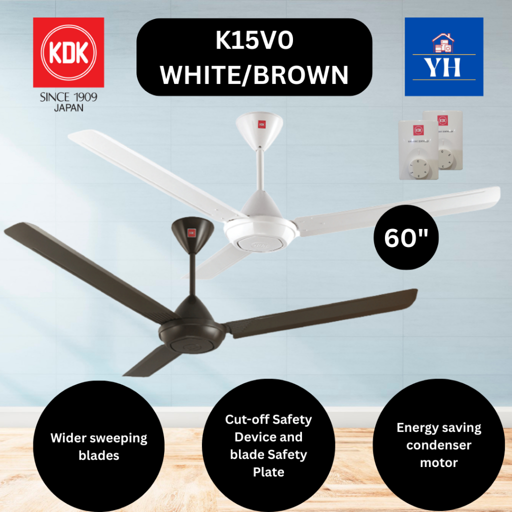 KDK Regulator Type 60" 3 Blades AC Motor Ceiling Fan K15V0 - White ...