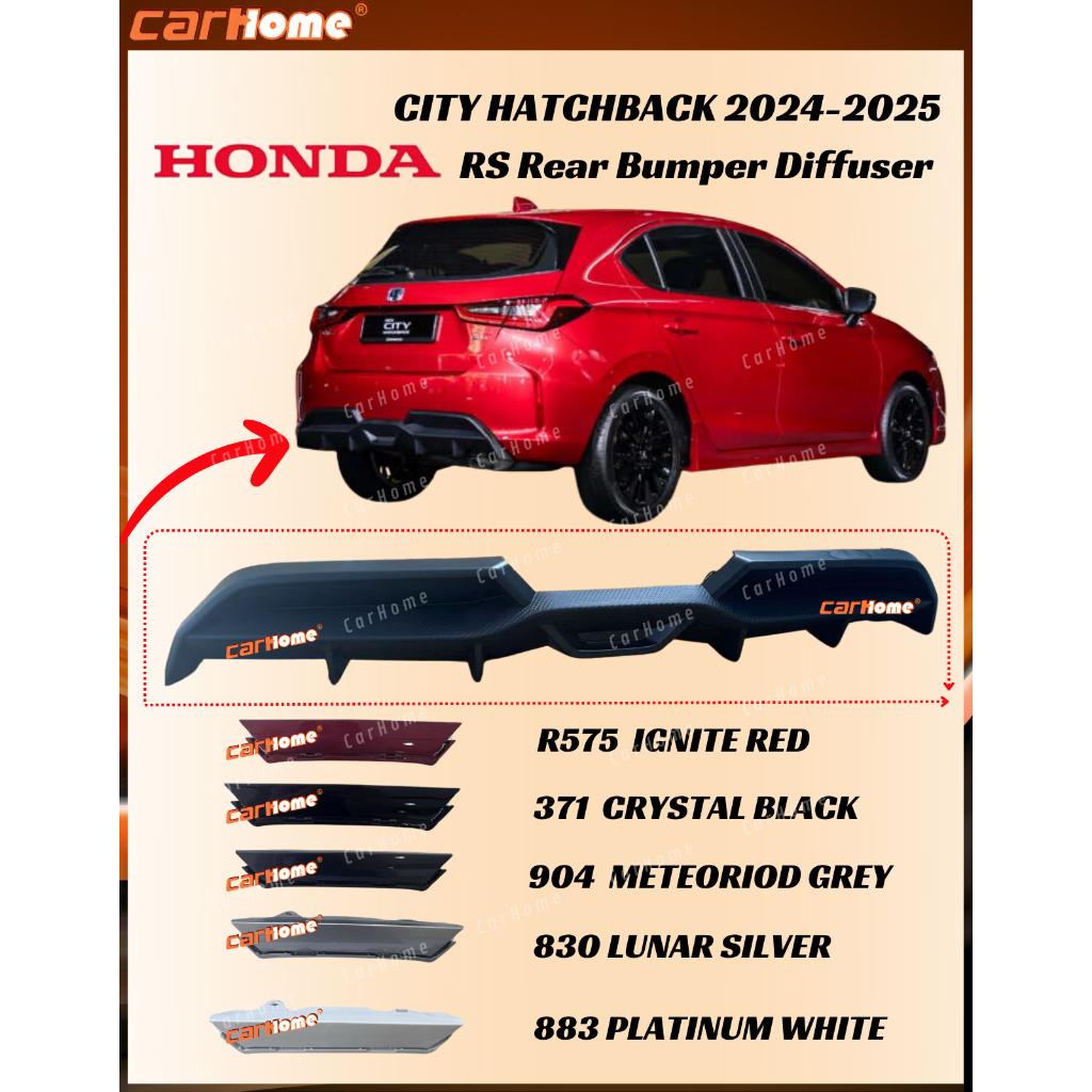 HONDA CITY HATCHBACK FACELIFT 2024-2025 REAR RS DIFFUSER REAR BUMPER RS ...
