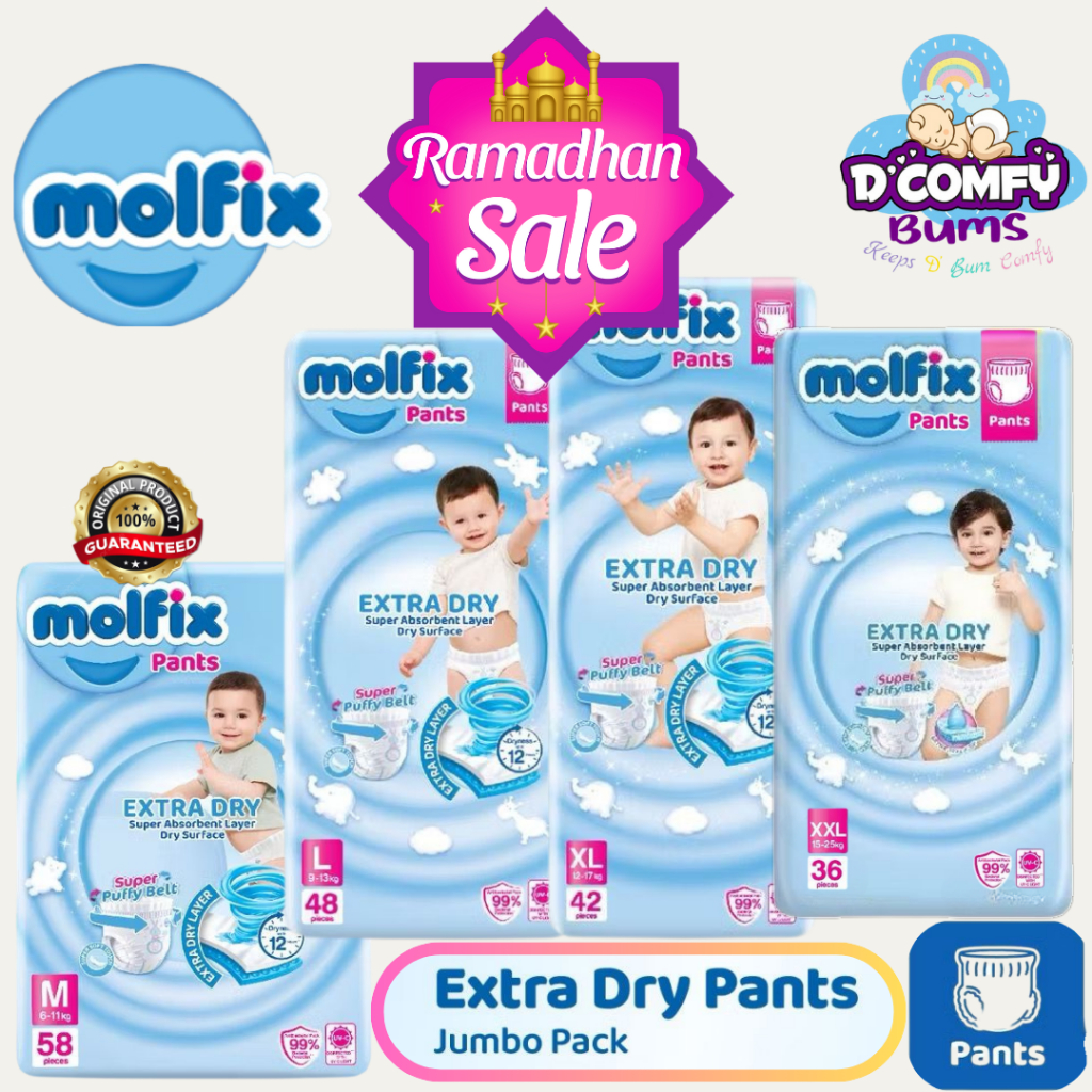 MOLFIX Extra Dry Pants Jumbo Pack - M58 / L48 / XL42 / XXL36 | Shopee ...