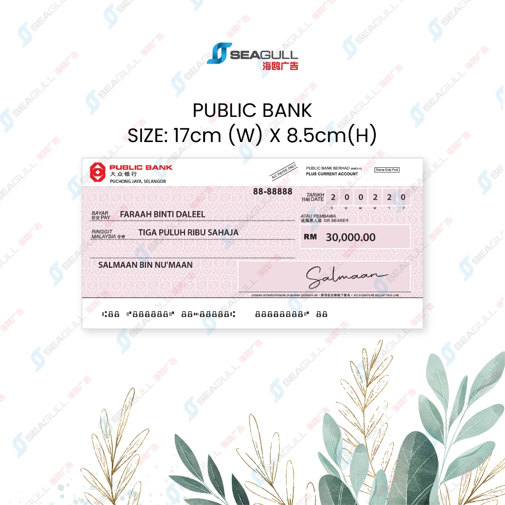 Mock Cheque | Replika Cek | Cek Hantaran Mockup Cheque | Cek Hantaran ...