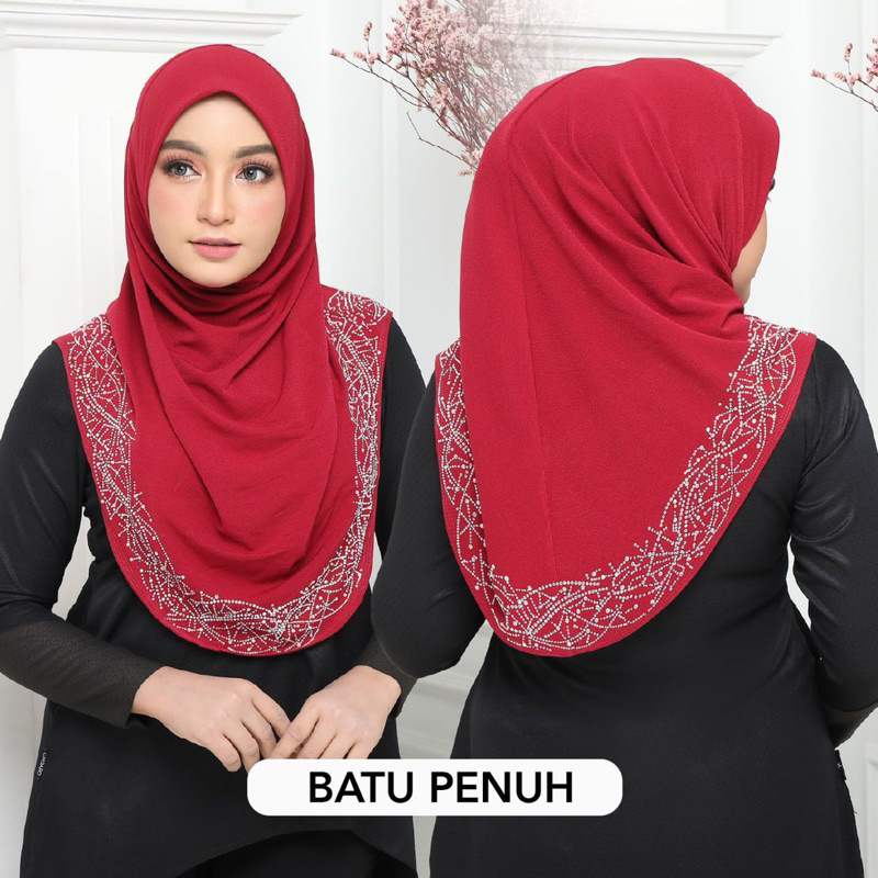 Renda biru - Full Hotfixed Diamond Kemboja Tudung sarung Raya 2025 ...
