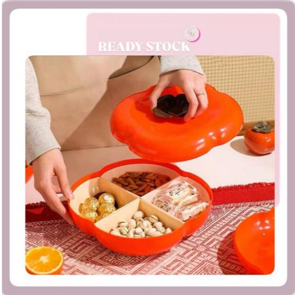 2025 CNY Persimmon Shape Snack Box 4 Compartments Snack Container New ...