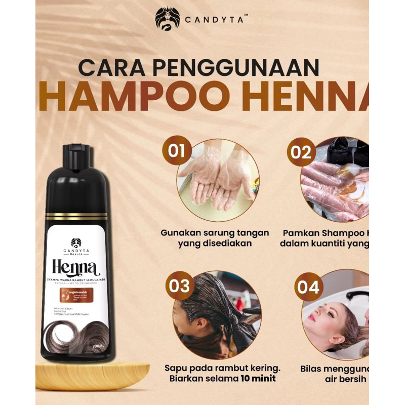 [SG SELLER HQ] SET HENNA ANTI UBAN CANDYTA HAIR COLOR SHAMPOO HENNA PAK ...