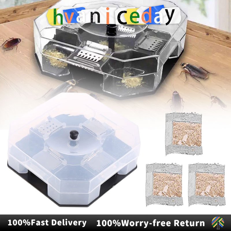 4 Boxes with 12bait Packs Reuseable Cockroach Trap House Box Perangkap ...