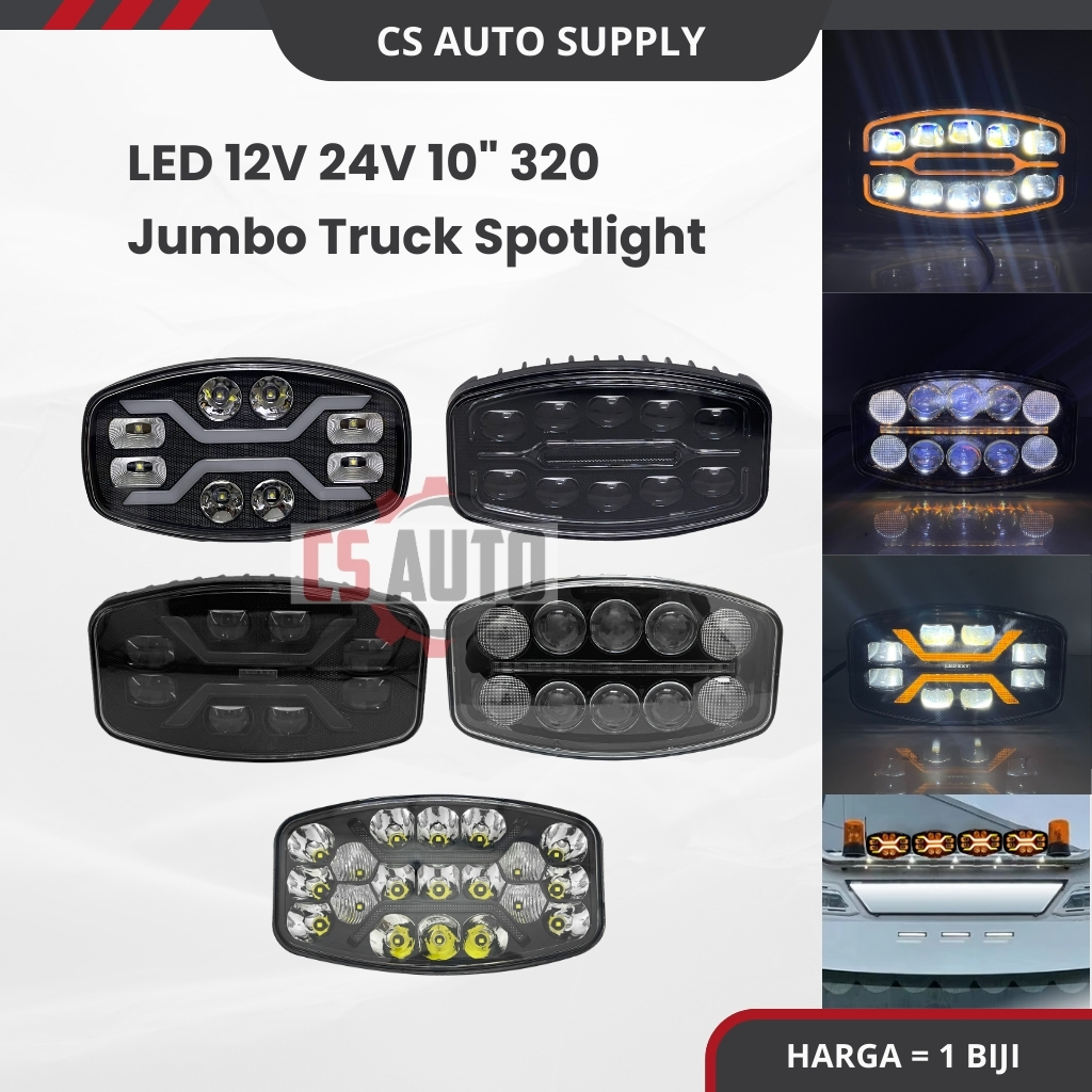 LED 12V 24V JUMBO 10" 320 SPOTLIGHT LORRY BAR LIGHT ATAS ROOF VIRAL ...