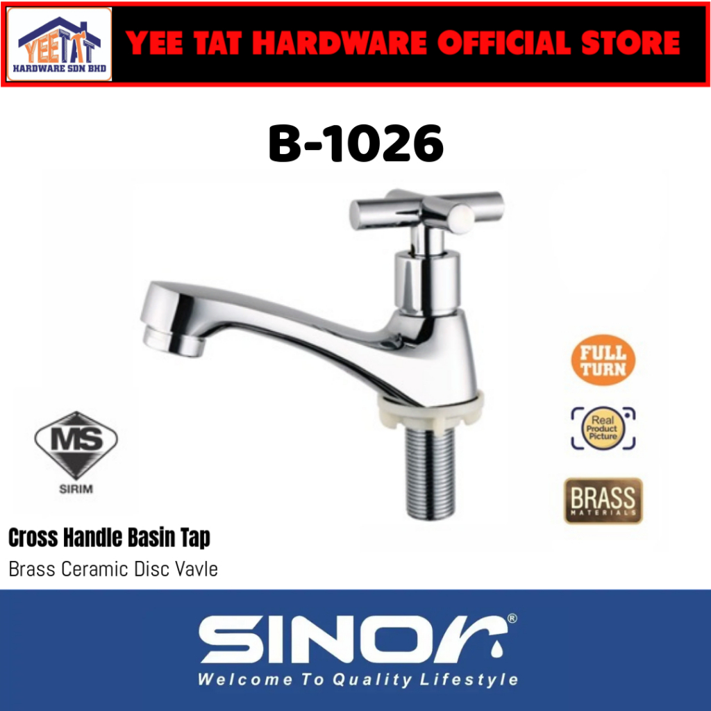 [ SINOR ] B-1026 Cross Handle Basin Tap Bathroom Water Faucet Pillar ...