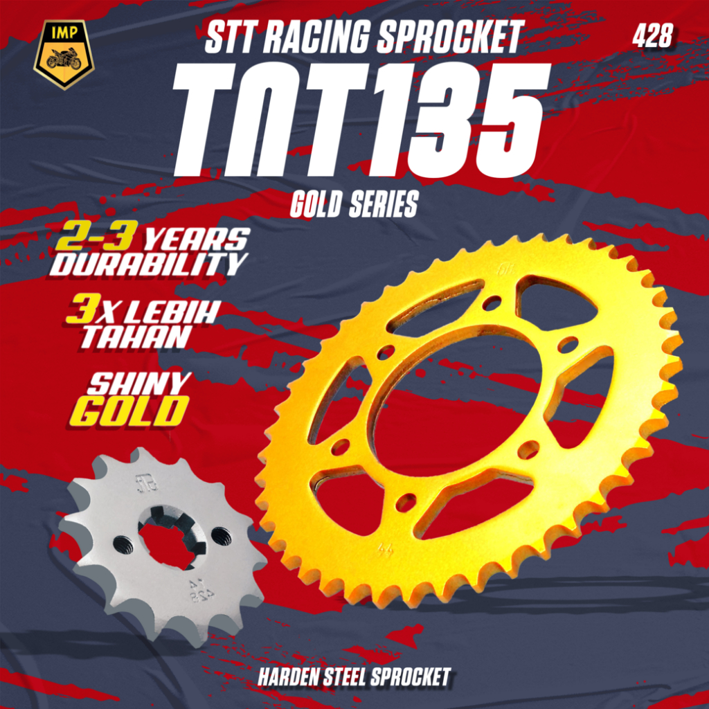 spoket tnt135 benelli / smsport110r Sym 428 spoket motosikal warna emas ...