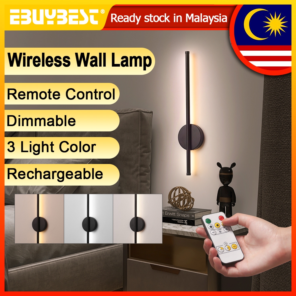 Wireless Rechargeable LED Wall Light Indoor 50cm 80cm Remote Control ...