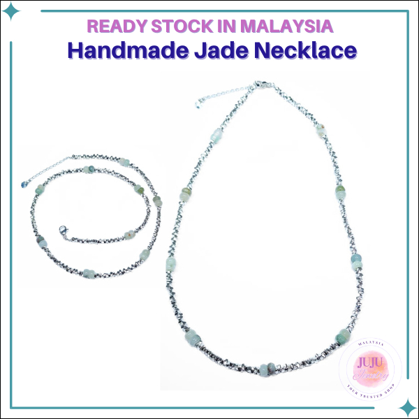 Natural Jade Chain Handmade Myanmar Jade Green Color Necklace 45cm ...