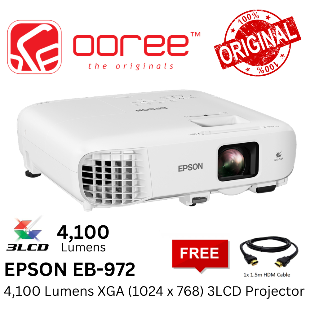 EPSON EB-972 4,100 LUMENS XGA (1024 X 768) 3LCD PROJECTOR WITH BUILT IN SPEAKER, CONTRAST RATIO ...