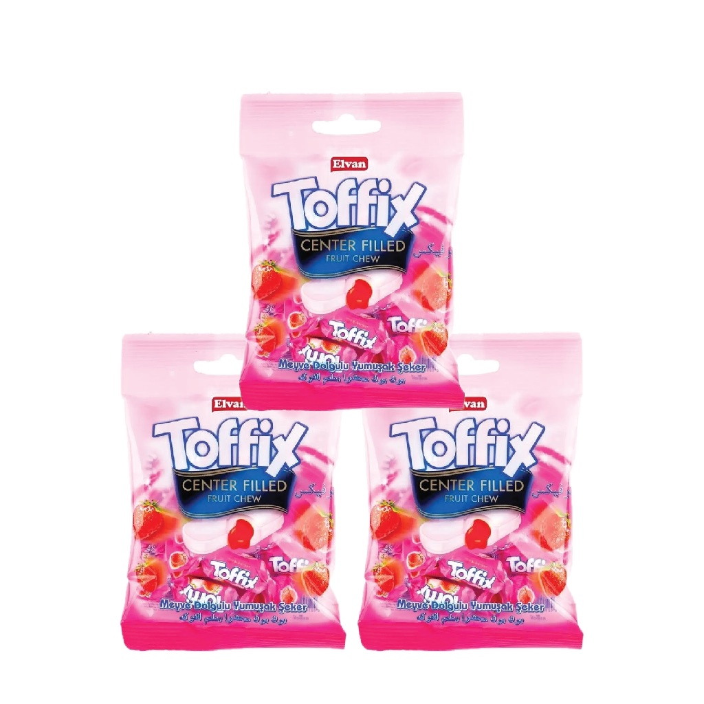 Toffix Chewing Sweets with Strawberry Flavour 3 Bags - (3X90g) | Shopee ...