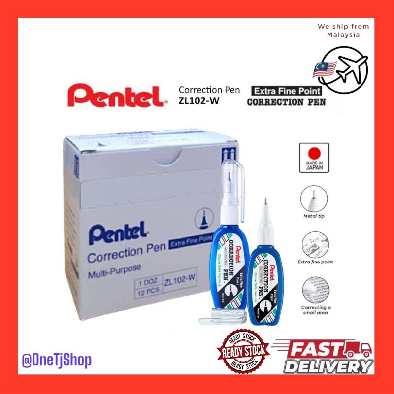 PENTEL 4.2ML ZL102-W CORRECTION PEN PITA PEMBETULAN CAIR LIQUID PAPER ...