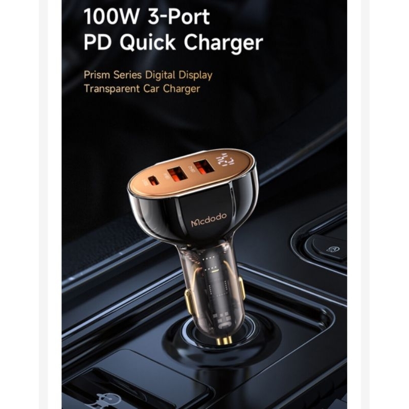 (New) McDodo 100W Car Charger with Digital Display Dual USB A+Type C PD (cc230) | Shopee Malaysia