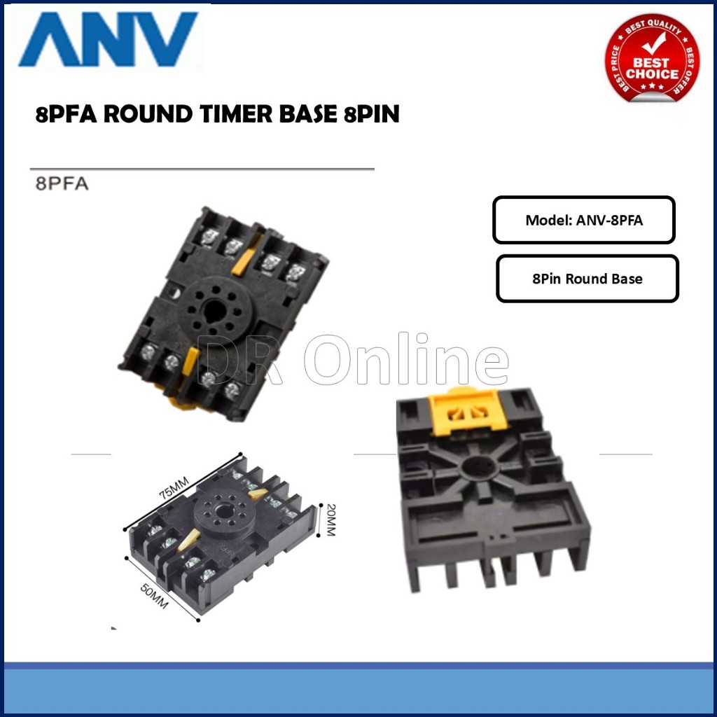 ANV 8PFA RELAY BASE 8PIN ~ ROUND, (A-8PFA) | Shopee Malaysia