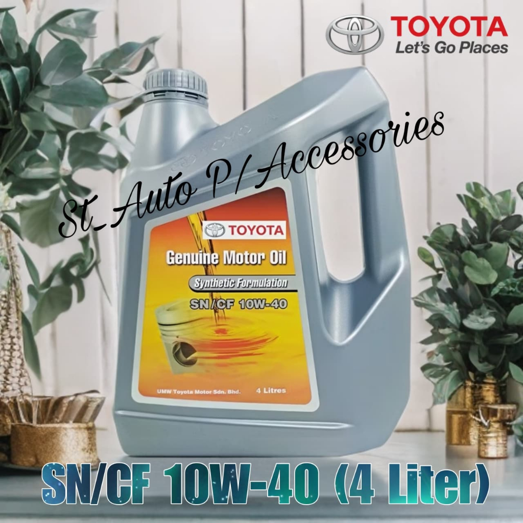 Toyota 10W40 (4 Liter) SN/CF Semi Synthetic Engine Oil - Yaris, Camry ...