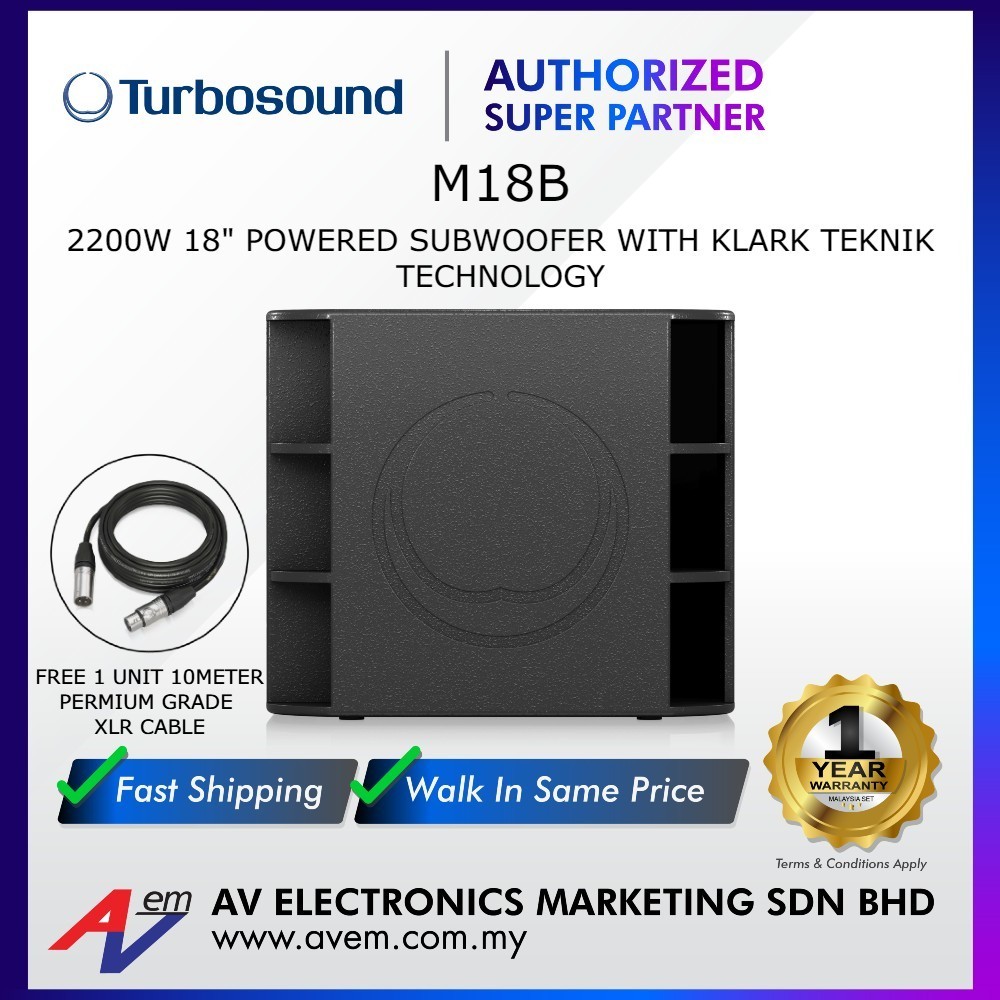 TURBOSOUND M18B 2200 Watt 18" Powered Subwoofer with Klark Teknik Technology | Shopee Malaysia