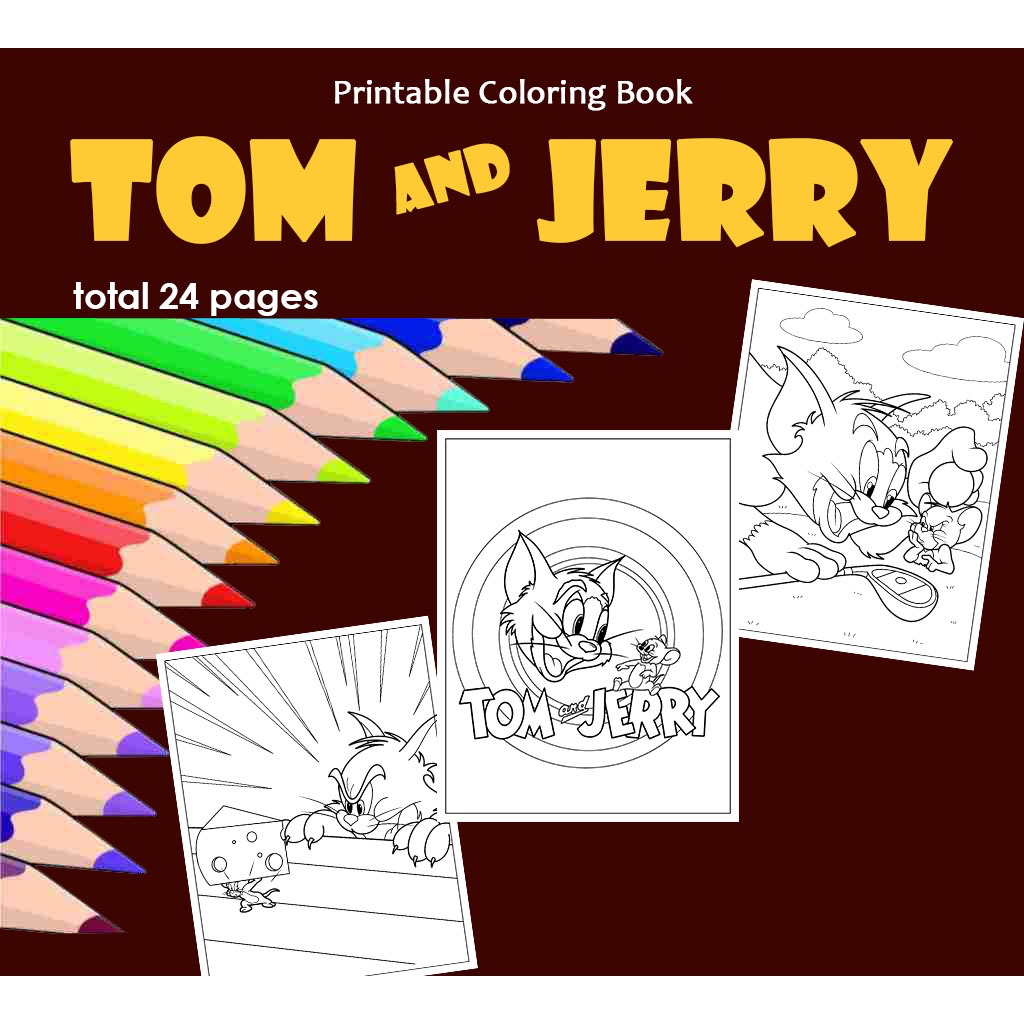 [Softcopy PDF] 24 Tom and Jerry Printable Coloring Book For Kids Adults ...