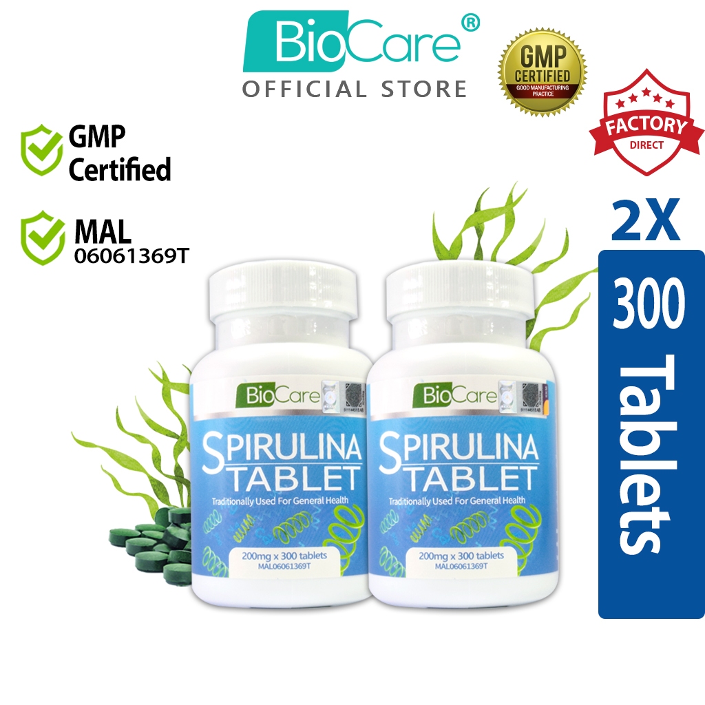 Biocare Spirulina Tablet (2 x 300's x 200mg) | Shopee Malaysia