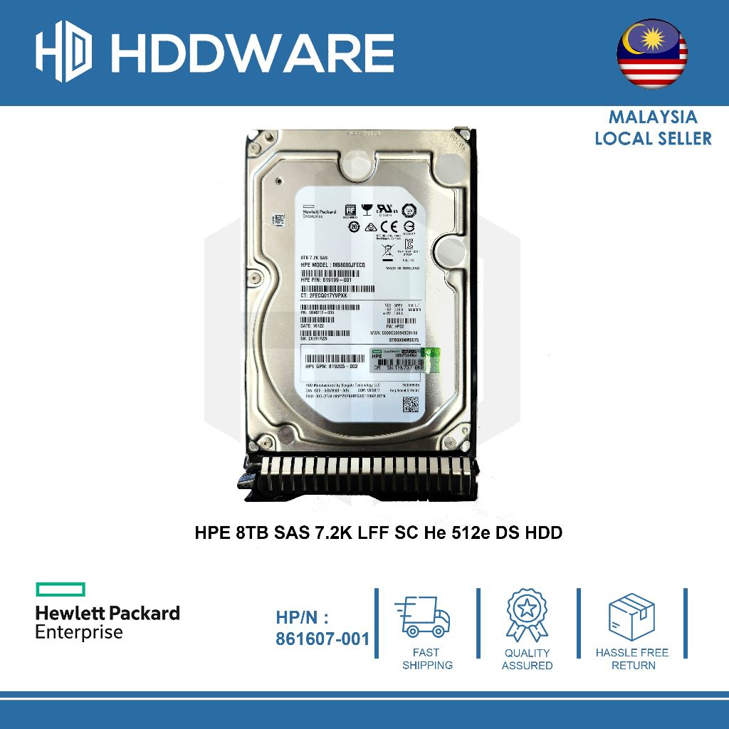 HPE 8TB SAS 7.2K LFF SC He 512e DS HDD // 861607-001 // 861590-B21 // 857642-001 | Shopee Malaysia