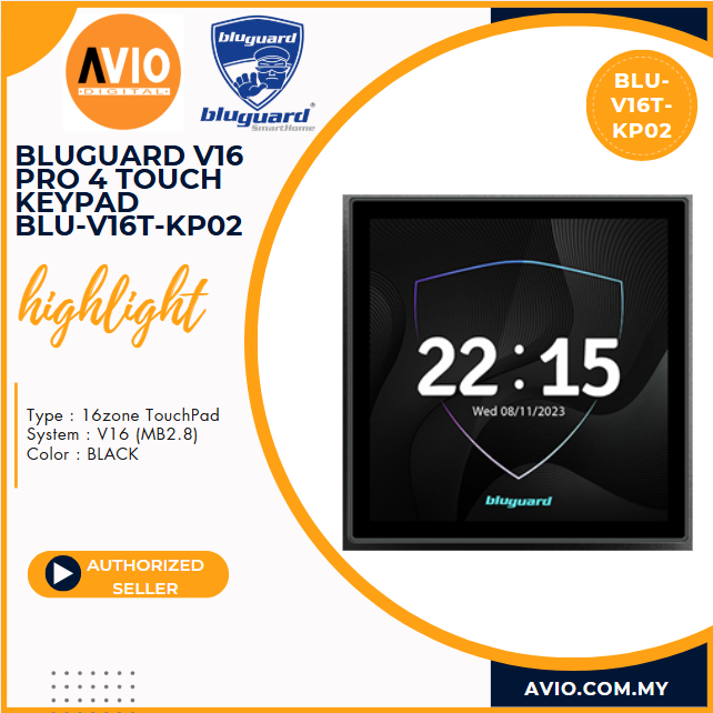 Bluguard Wired Alarm V16PLUS V16+ 16 Zone LCD Program Touch Screen Keypad V16 System BLU-V16T ...