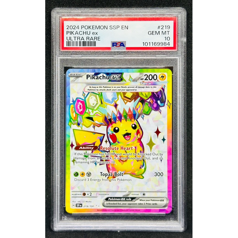 PSA 10 Pikachu ex 219/250 Surging Sparks Fullart English | Shopee Malaysia
