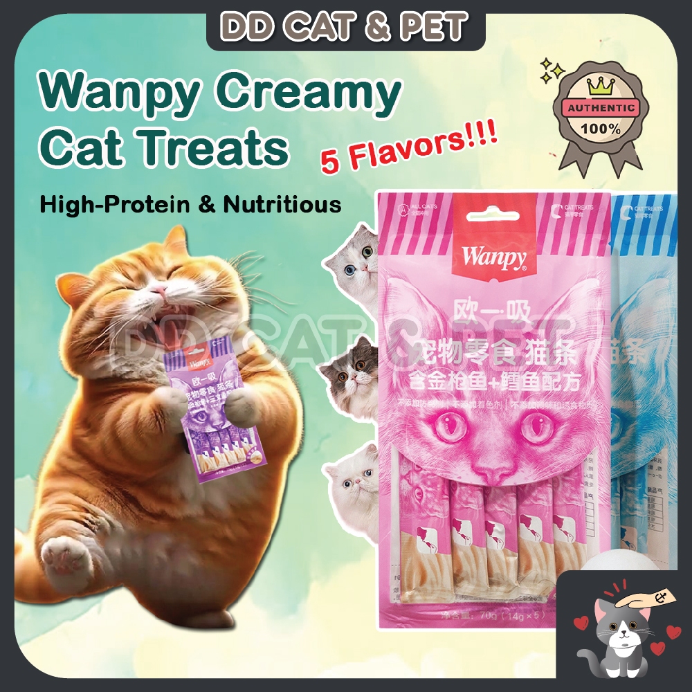 Wanpy Creamy Cat Treat | 14g Lickable Stick | Chicken, Tuna, Shrimp ...