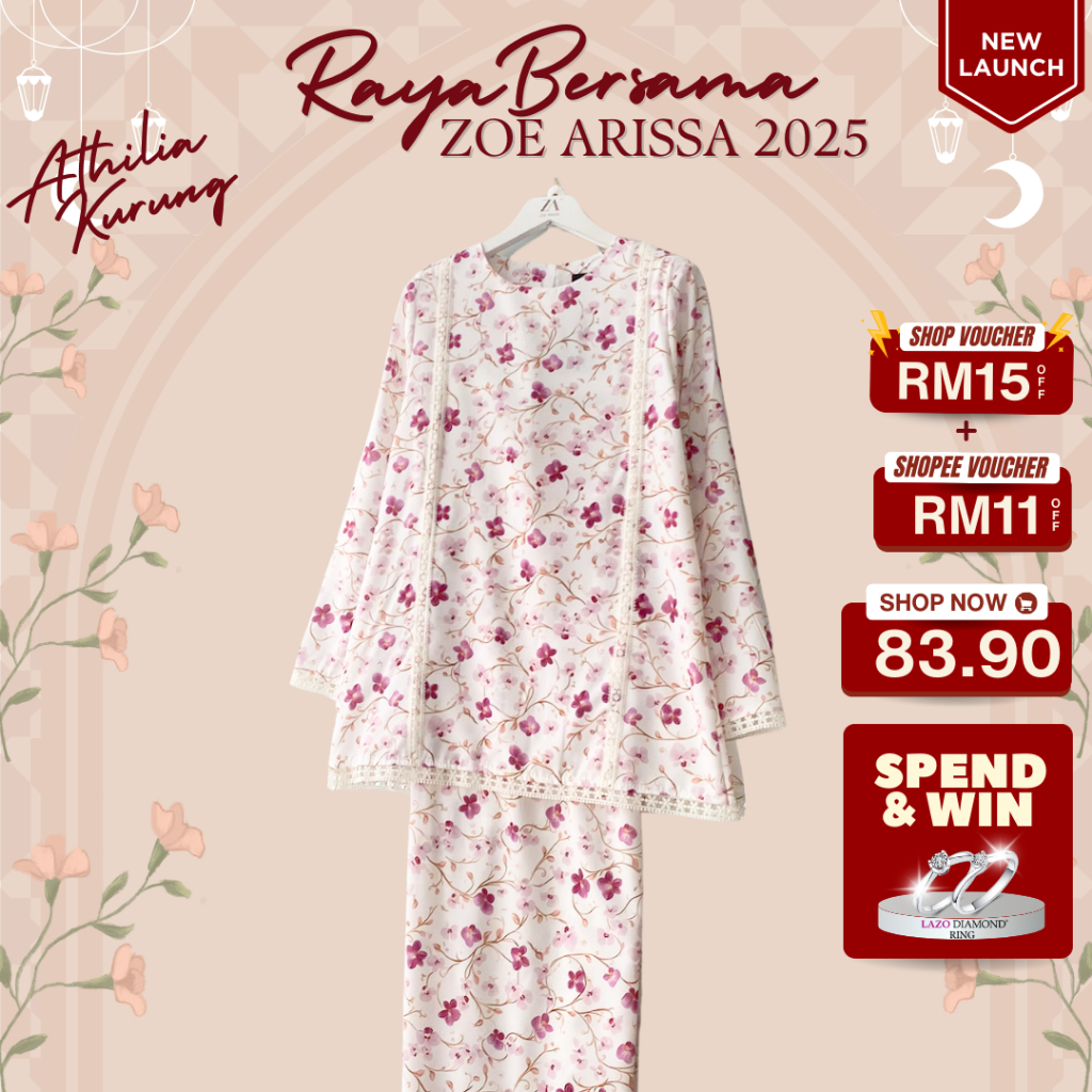 ZOE ARISSA Athilia Kurung RAYA 2025 Kurung Kedah Lace Terbaru Printed ...