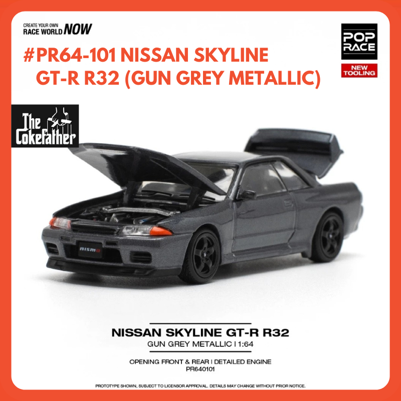 Pop Race PR64-101 Nissan Skyline GT-R R32 Gun Grey Metallic / GTR ...