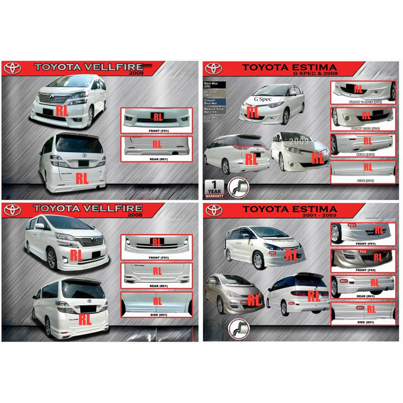 Toyota Estima Acr30 2001-2012 / Vellfire Anh20 2008-2011 RL Bodykit ...