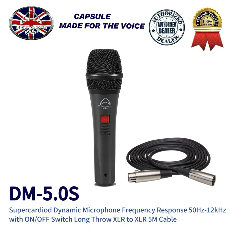 Wharfedale DM-5.0S Wired Super-cardioid Dynamic Microphone with 5M XLR ...