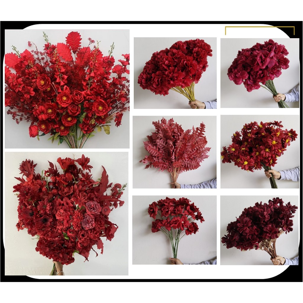 Koleksi Lelong Daun & Bunga Warna Red Merah Untuk Dekorasi Rumah ...