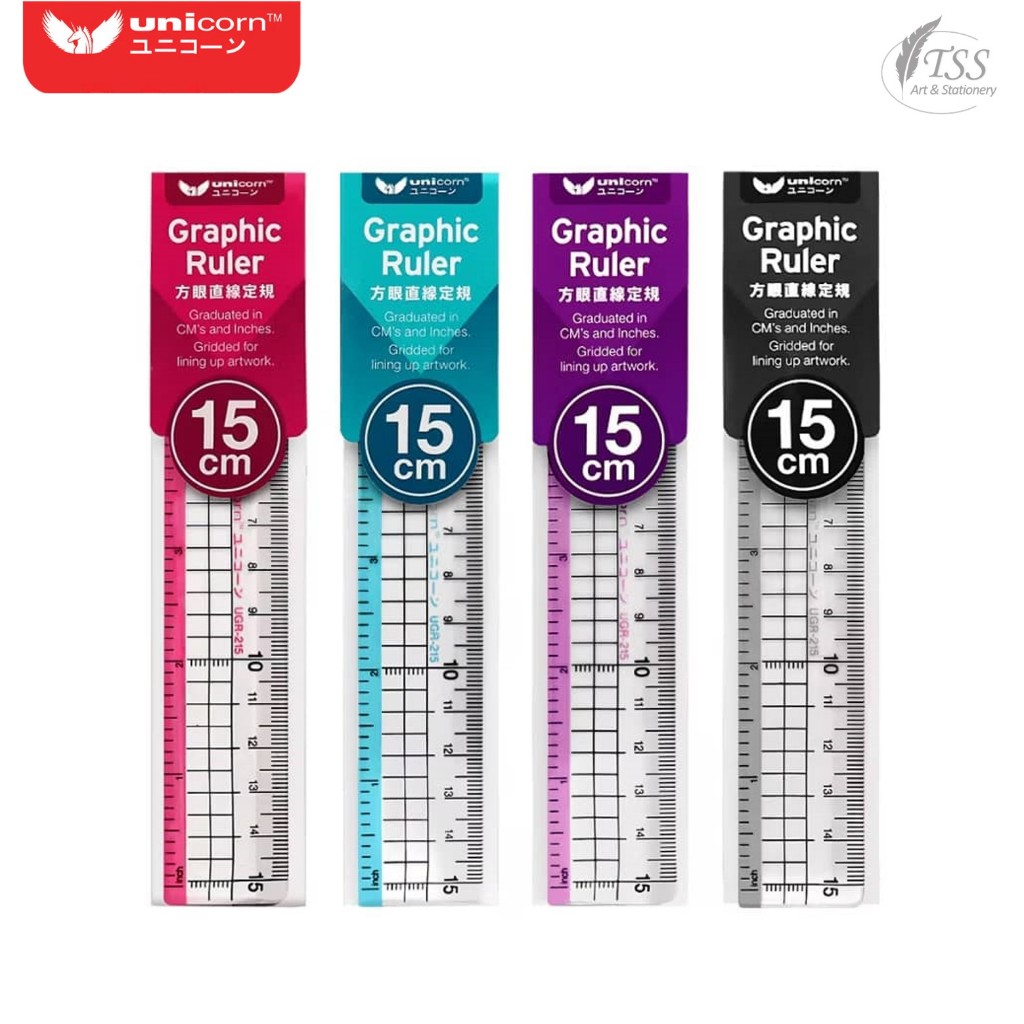 Unicorn 15cm Colour Grid Line Graphic Ruler | UGR-215 ( 15cm / 6Inches ...