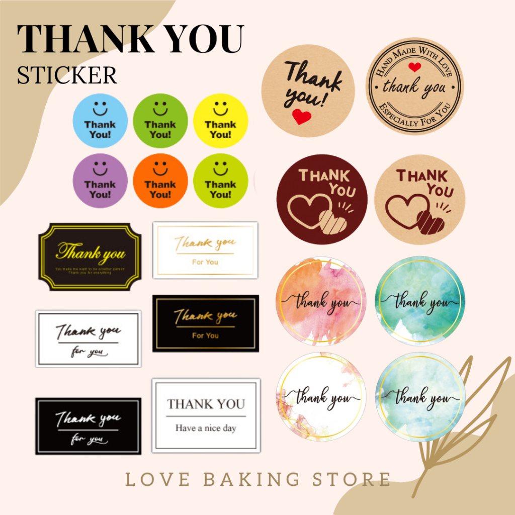 LBS • Rectangle Thank You Stickers Sealing Labels Round Packaging ...