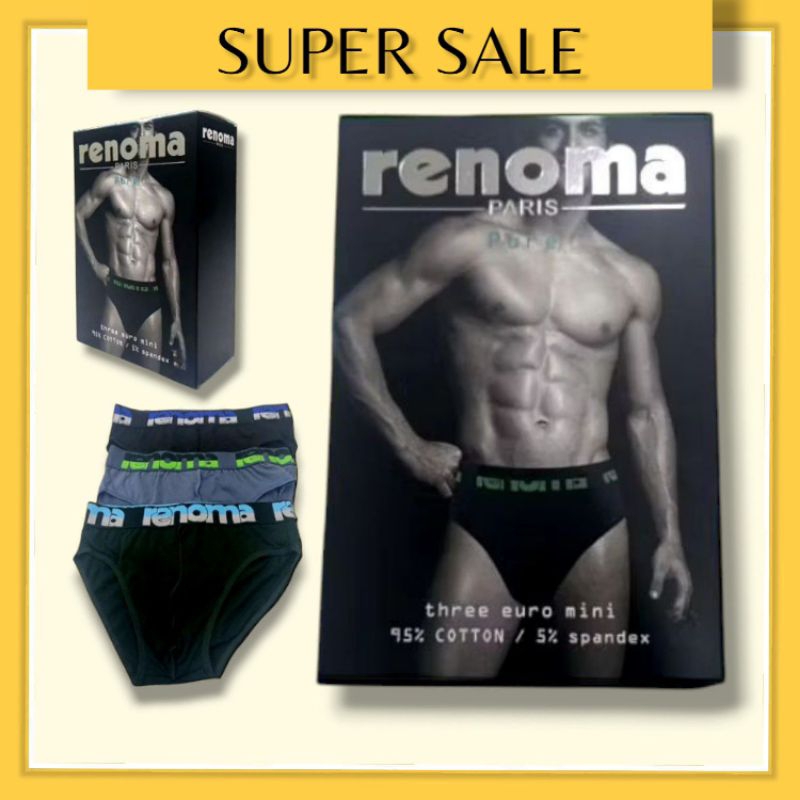 [3 PCS/BOX] RENOMA PARIS PURE MEN'S BRIEF UNDERWEAR | Shopee Malaysia