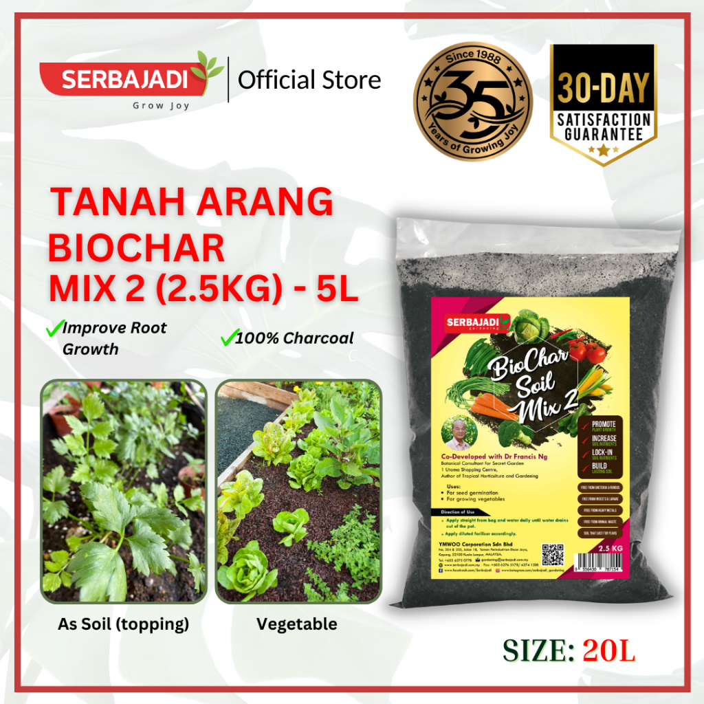 Serbajadi BioChar Soil Mix 2 - Charcoal Soil Mix/ Tanah Arang Bakar ...