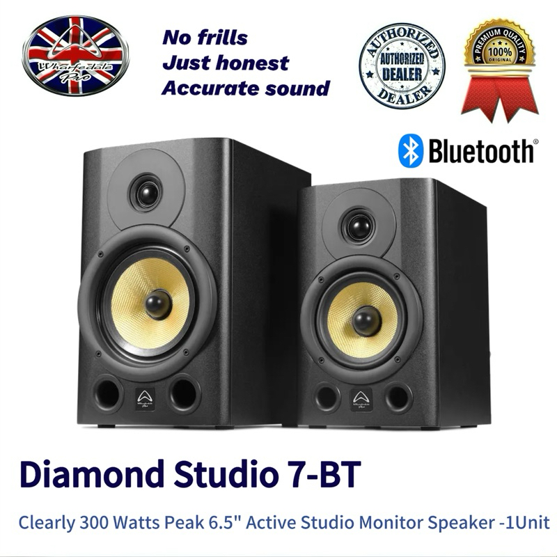 Wharfedale Diamond Studio 7-BT 6.5” Active Monitor Speaker 300W Peak- Bluetooth,Studio-Grade ...