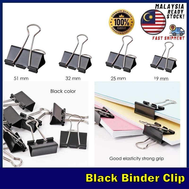 [1 PCS] Black Binder Clip / Double Clip / Black Paper Clip / Klip ...