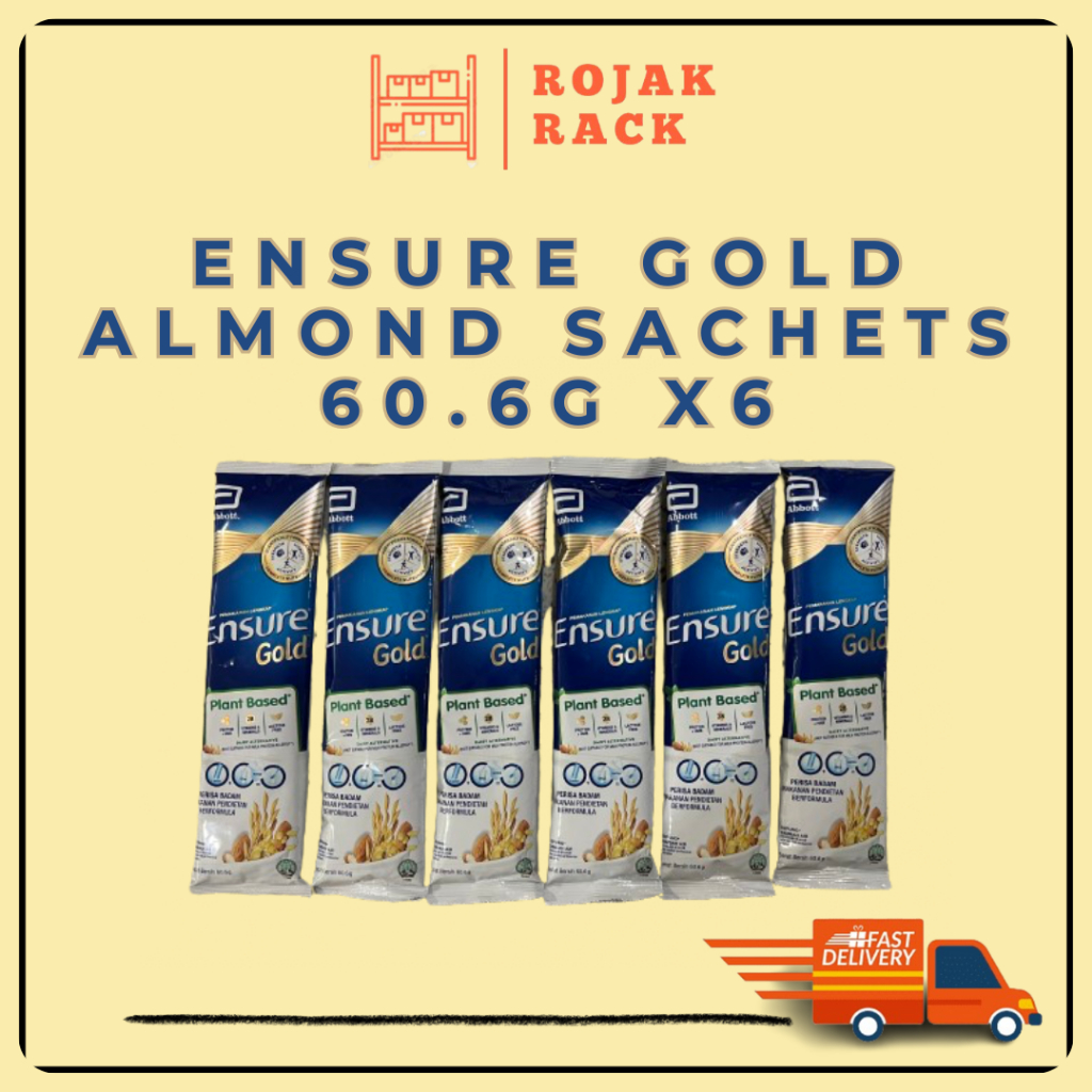 Abbott Ensure Gold Plant Based Almond Sachet 60.6g x6 Travel Pack ...