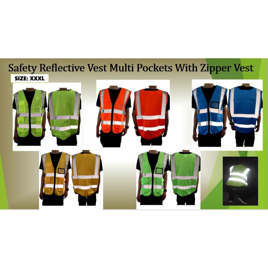 Safety Vest Security guard Reflective Vest Pockets With Zipper Vest ...
