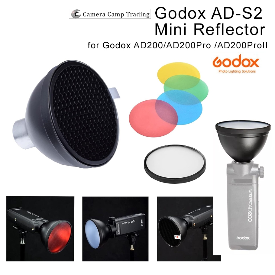 Godox AD-M Mini Reflector & Godox AD-S2 Standard Reflector with Color ...
