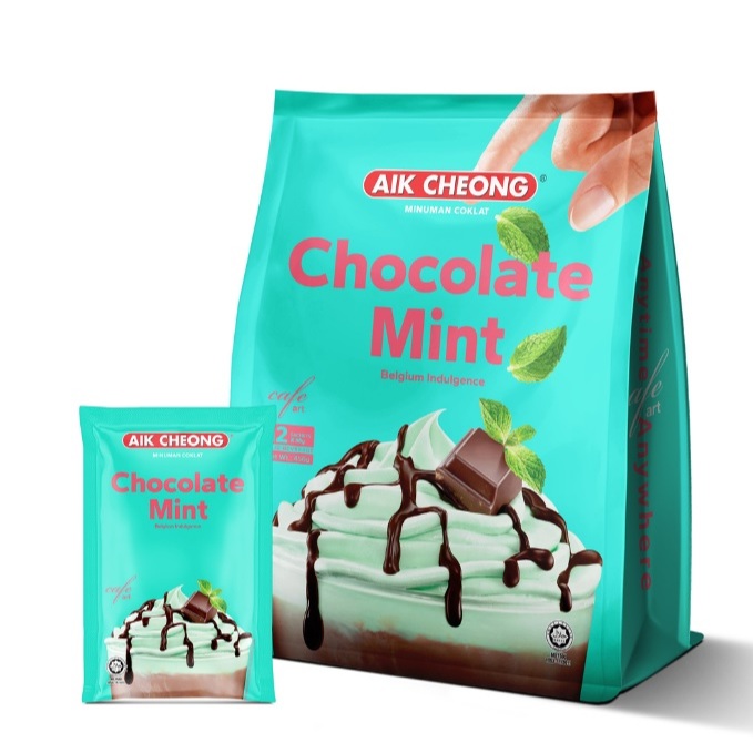 AIK CHEONG Cafe Art Chocolate MINT Drinks | 3in1 |12 sachets x 38g ...